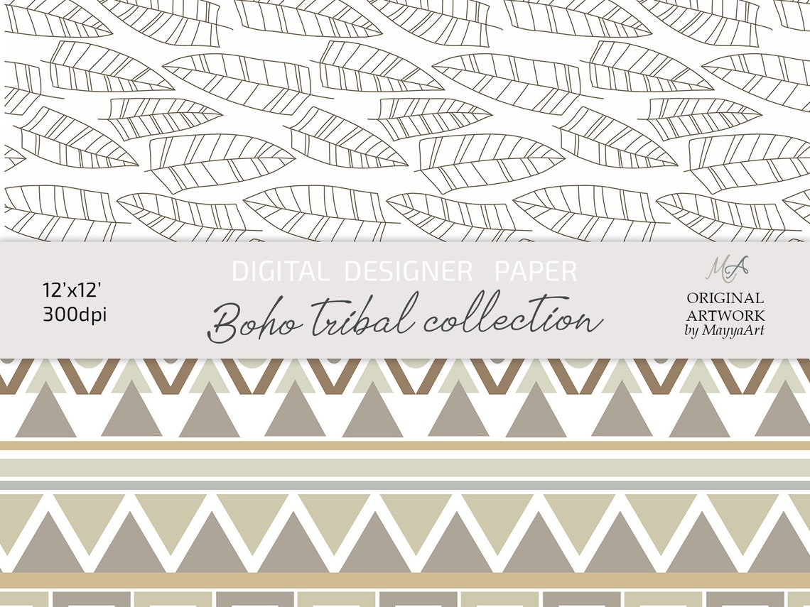 Tribal Digital Paper Aztec Digital Paper Boho Patterns With | Etsy