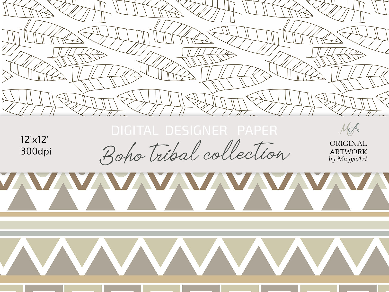 Tribal Digital Paper Aztec Digital Paper Boho Patterns With | Etsy