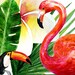 Watercolor Tropical Flowers, Toucan, Flamingos Clipart, Hawaii ...
