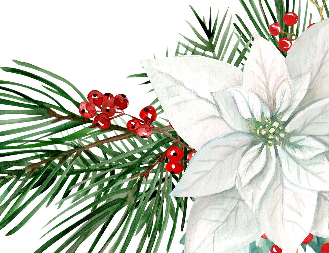 Watercolor Wreath Clipart Christmas Greenery Wreath Png With - Etsy