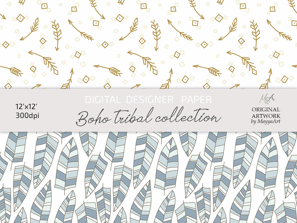 Tribal Digital Paper Aztec Digital Paper Boho Patterns With | Etsy