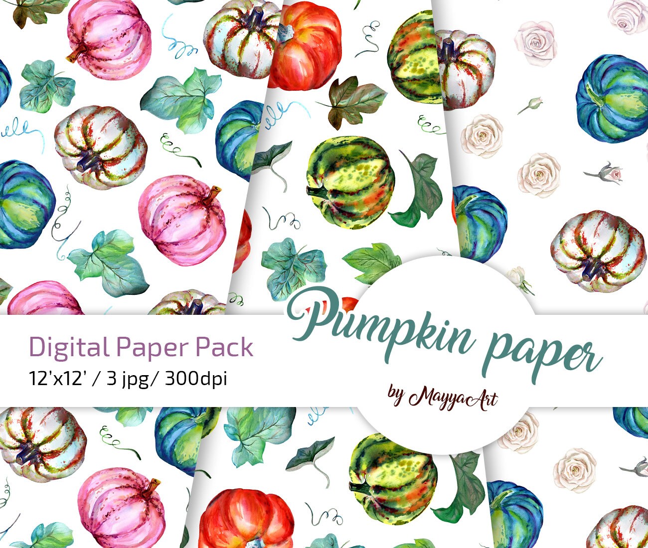Watercolor Fall Digital Papers 3 Autumn Seamless Patterns - Etsy