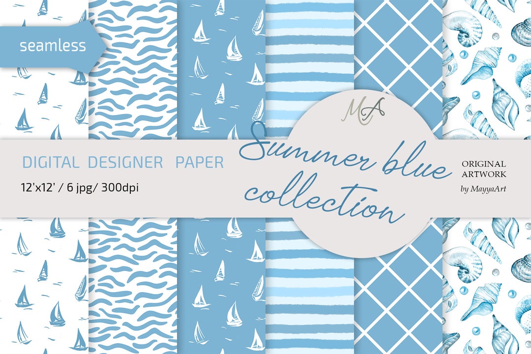 Scandi Navy Blue Digital Paper White and Blue Shabby Chic Blue ...