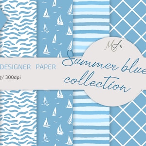Scandi Navy Blue Digital Paper White and Blue Shabby Chic Blue ...