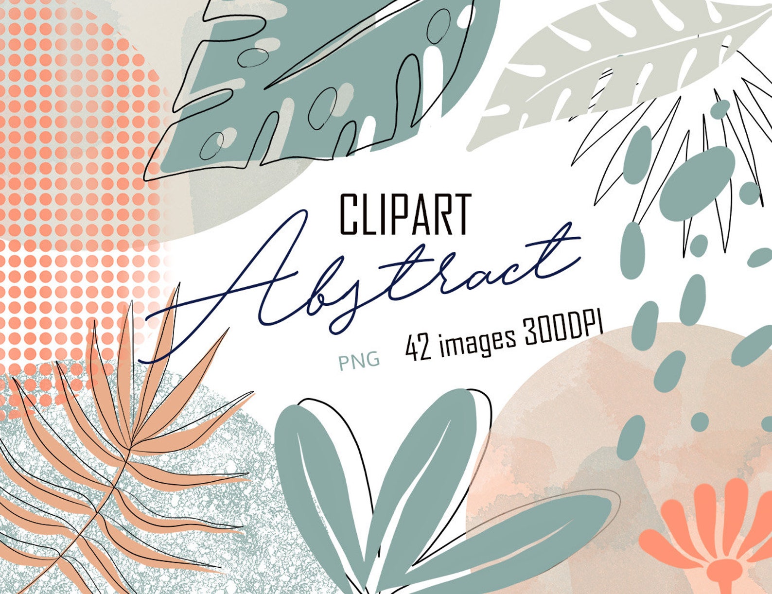 Pastel Modern Boho Abstract Shapes Digital Clipart, Set Hand Drawn ...
