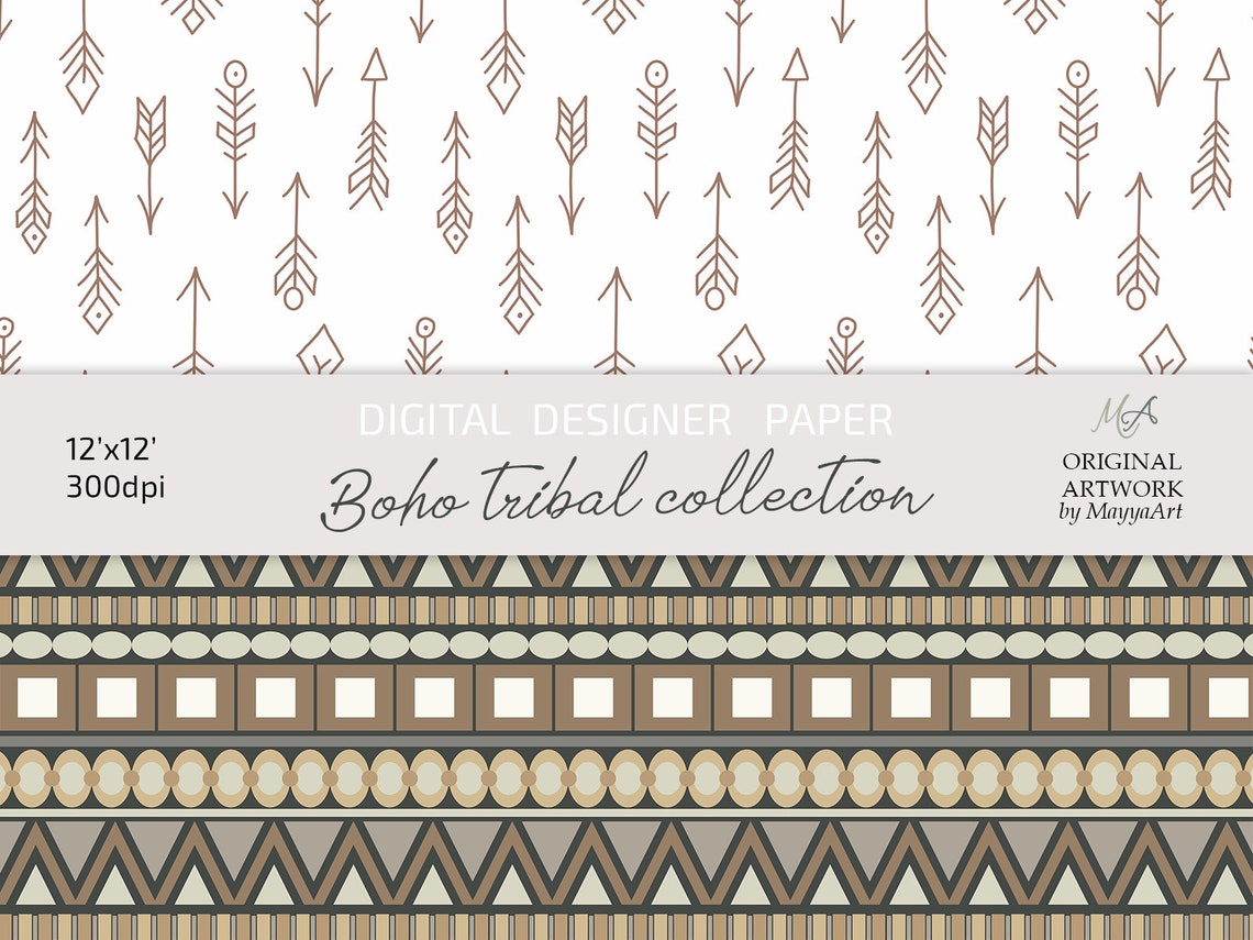 Tribal Digital Paper Aztec Digital Paper Boho Patterns With | Etsy