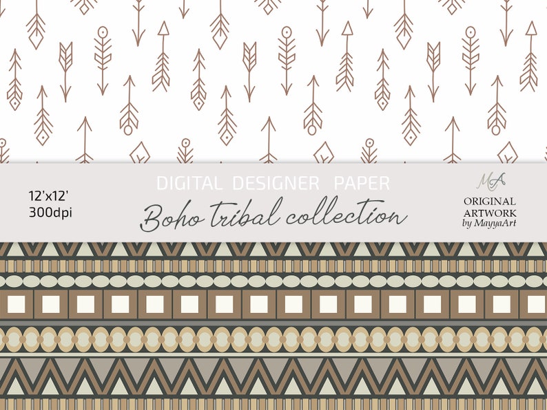 Tribal Digital Paper Aztec Digital Paper Boho Patterns With | Etsy