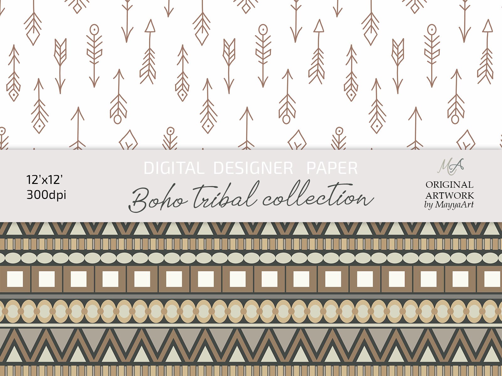 Tribal Digital Paper Aztec Digital Paper Boho Patterns With | Etsy