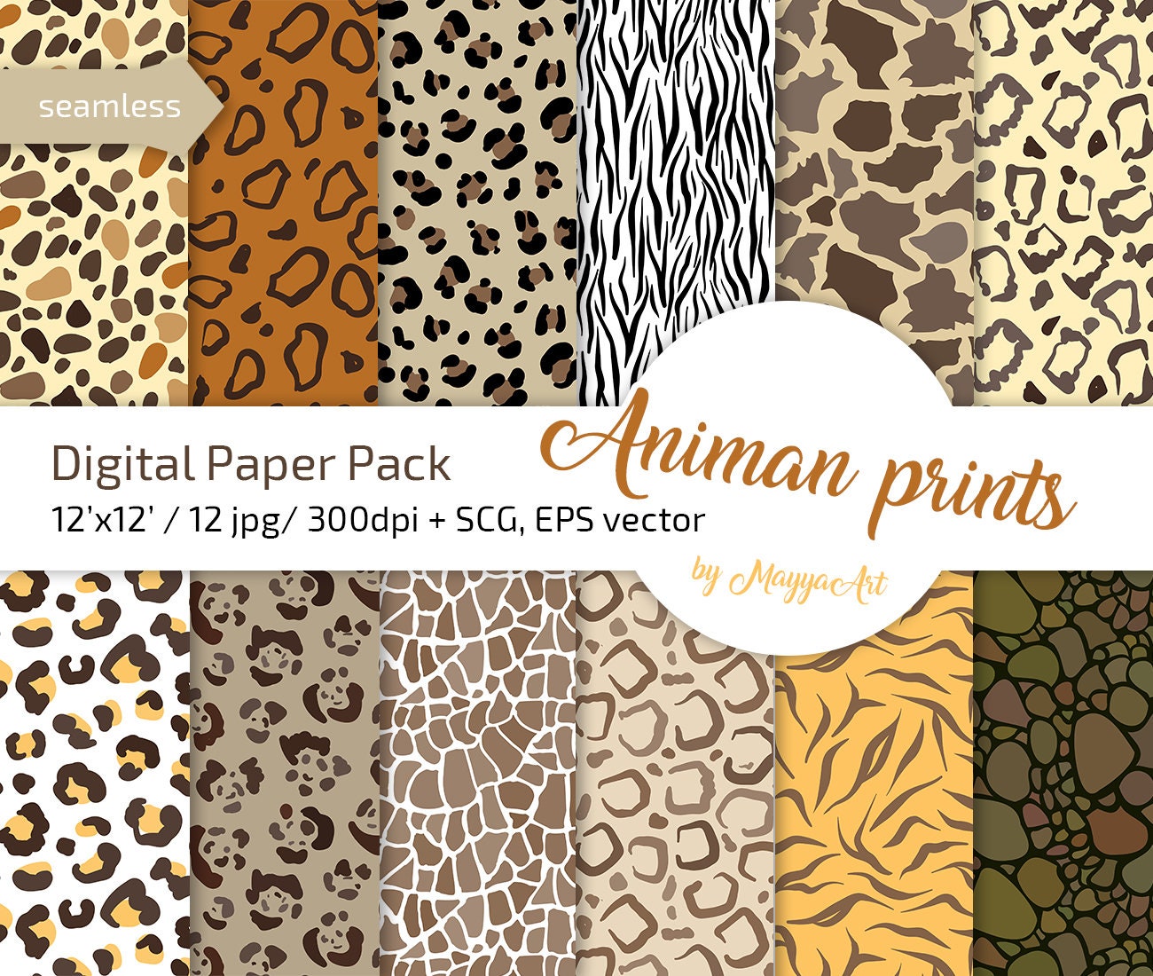 Animal Print Safari Jungle Seamless Beige Skin Pattern, Svg, Africa ...