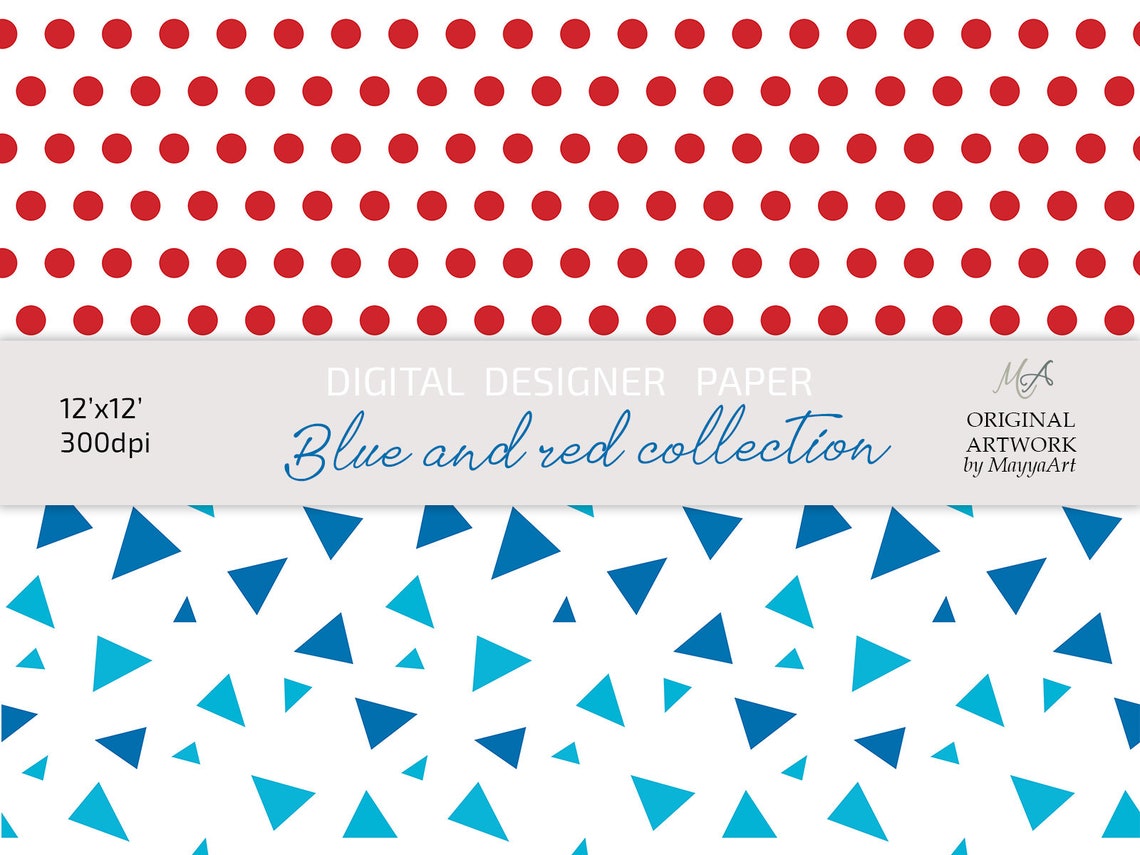 Red White and Blue Digital Paper Tropical Digital Paper | Etsy
