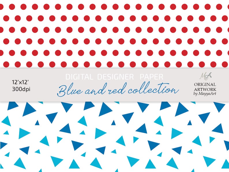 Red White and Blue Digital Paper Tropical Digital Paper - Etsy