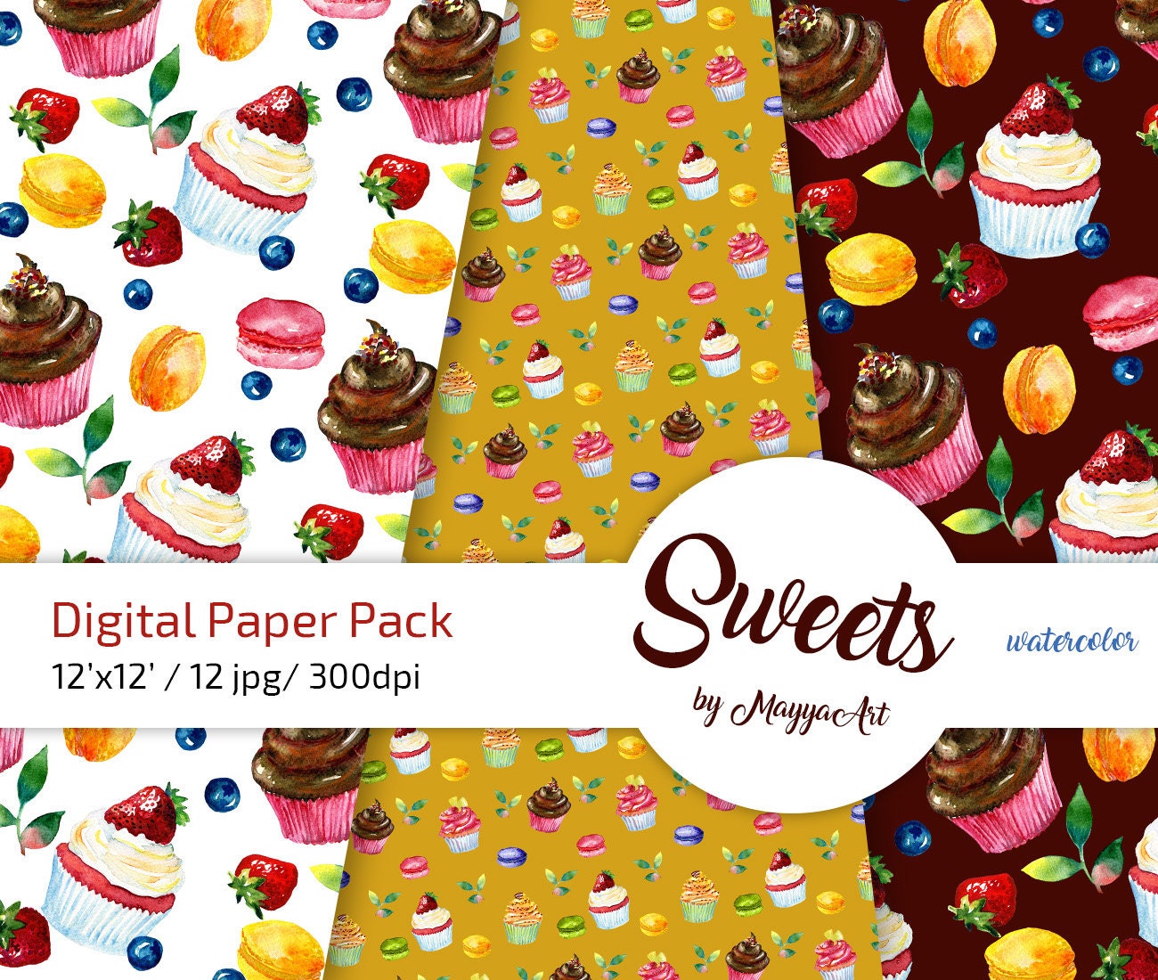 Cake Paper Pack Watercolor, Cake Paper Pack With Sweets Background for ...