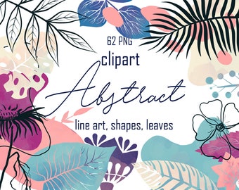 Watercolor Abstract Shapes Clipart, Line Art, Transparent Png, Splashes ...