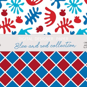 Red White and Blue Digital Paper Tropical Digital Paper | Etsy