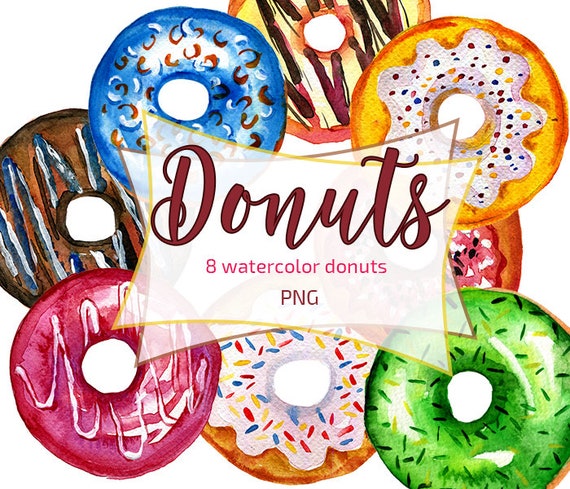 Watercolor Donuts Clipart Sprinkle Donuts Doughnuts Clipart | Etsy