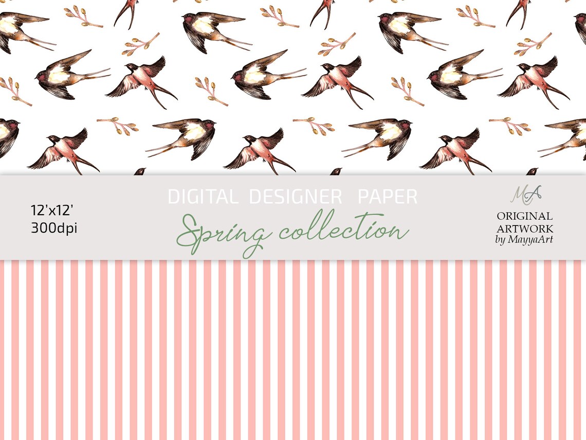 Spring Digital Paper With Watercolor Texture Farmhouse Spring - Etsy