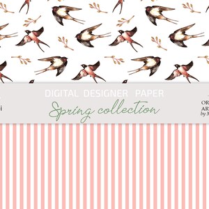 Spring Digital Paper With Watercolor Texture, Farmhouse Spring and ...