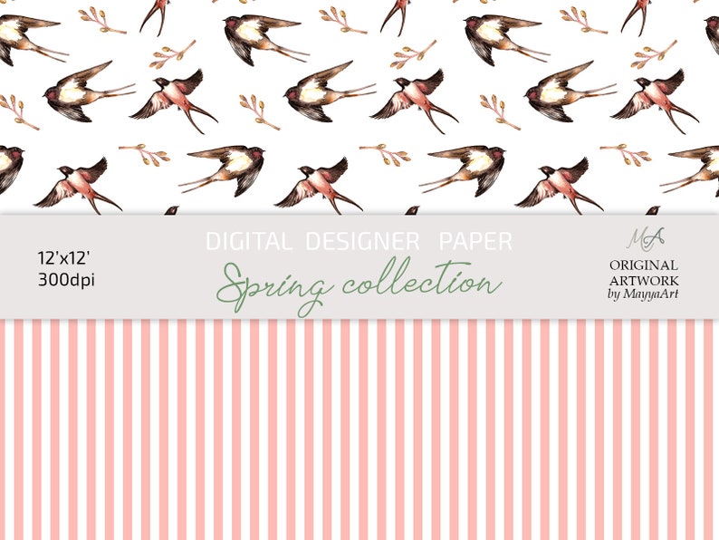 Spring Digital Paper With Watercolor Texture, Farmhouse Spring and ...