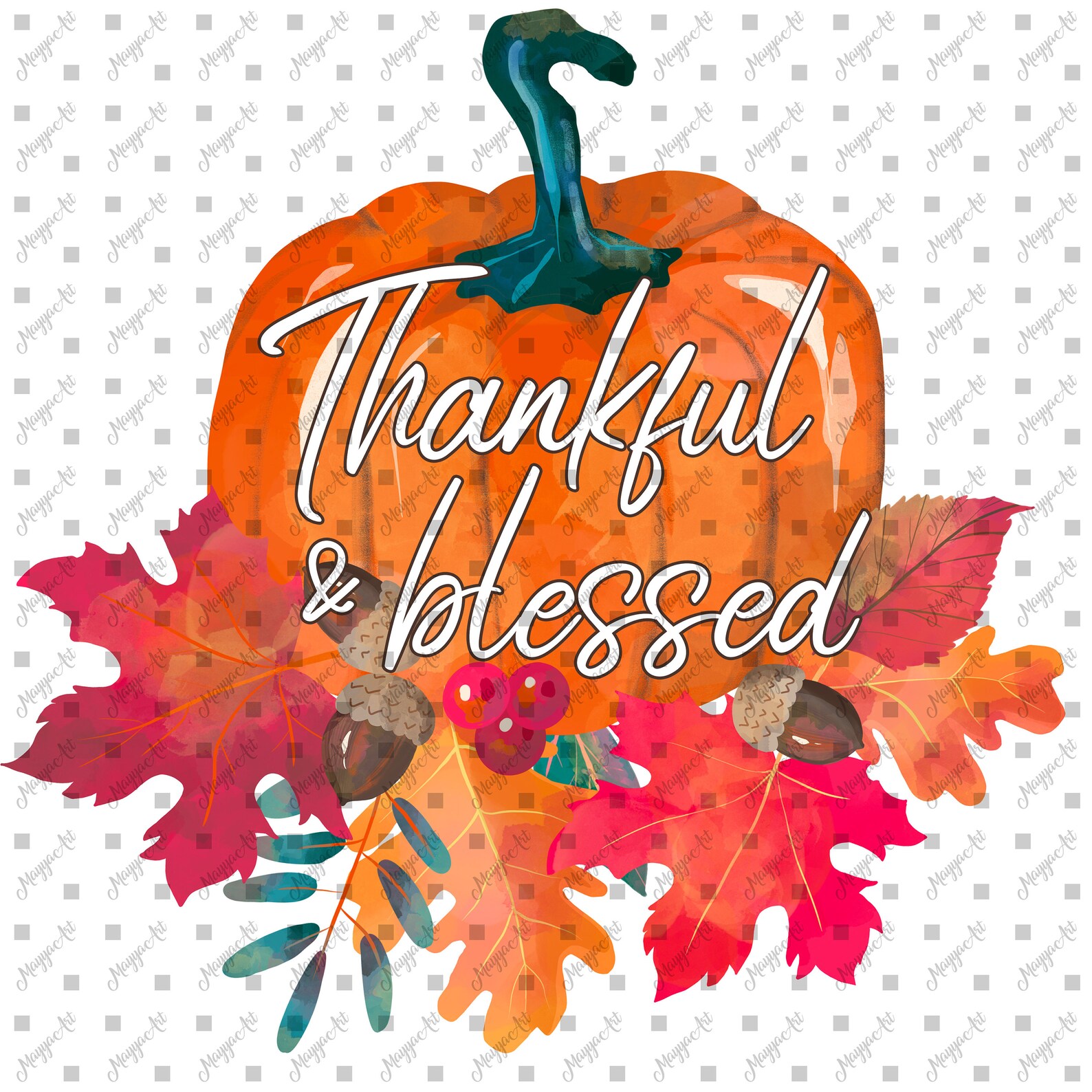 Fall Sublimation Designs, PNG Digital Downloads, Thankful & Blessed ...