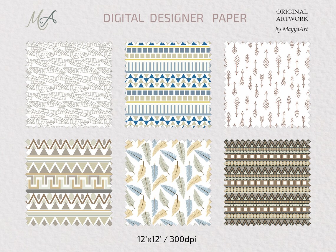 Tribal Digital Paper Aztec Digital Paper Boho Patterns With - Etsy