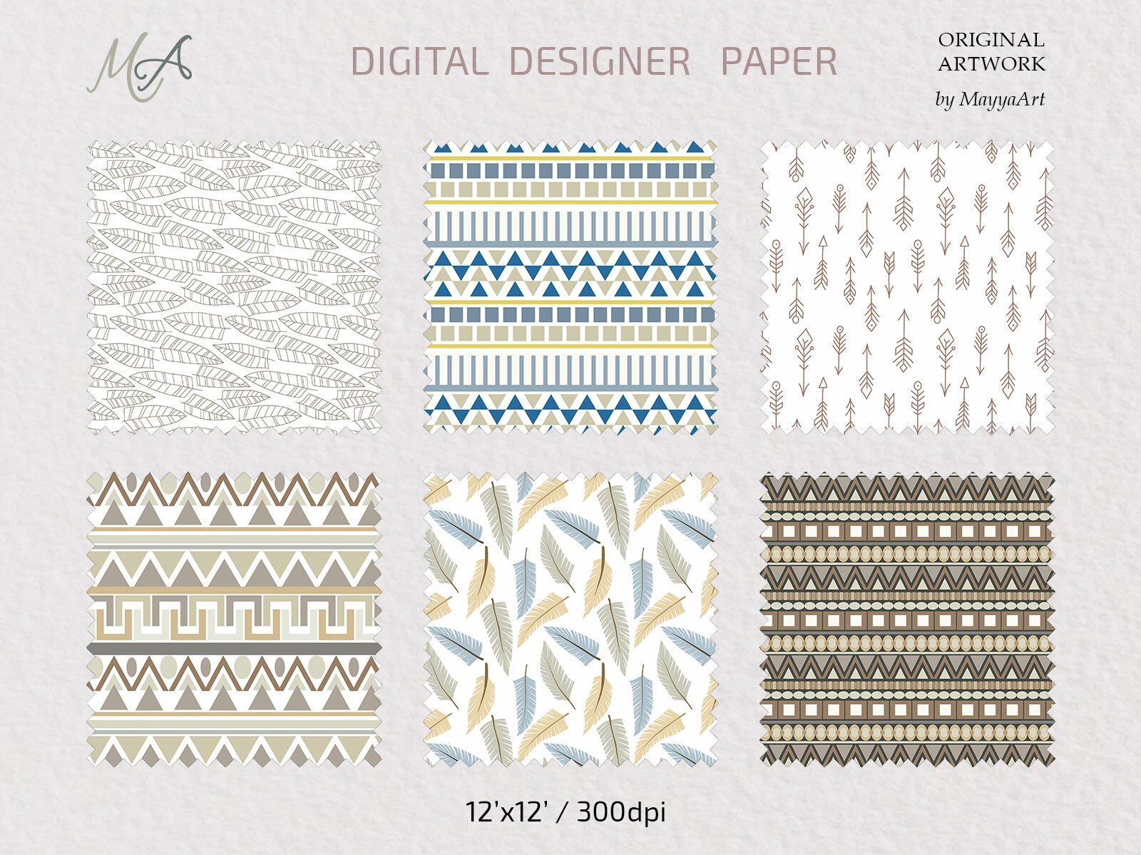 Tribal Digital Paper Aztec Digital Paper Boho Patterns With - Etsy
