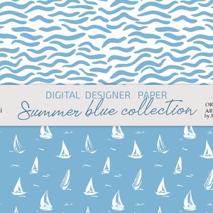 Scandi Navy Blue Digital Paper White and Blue Shabby Chic Blue ...