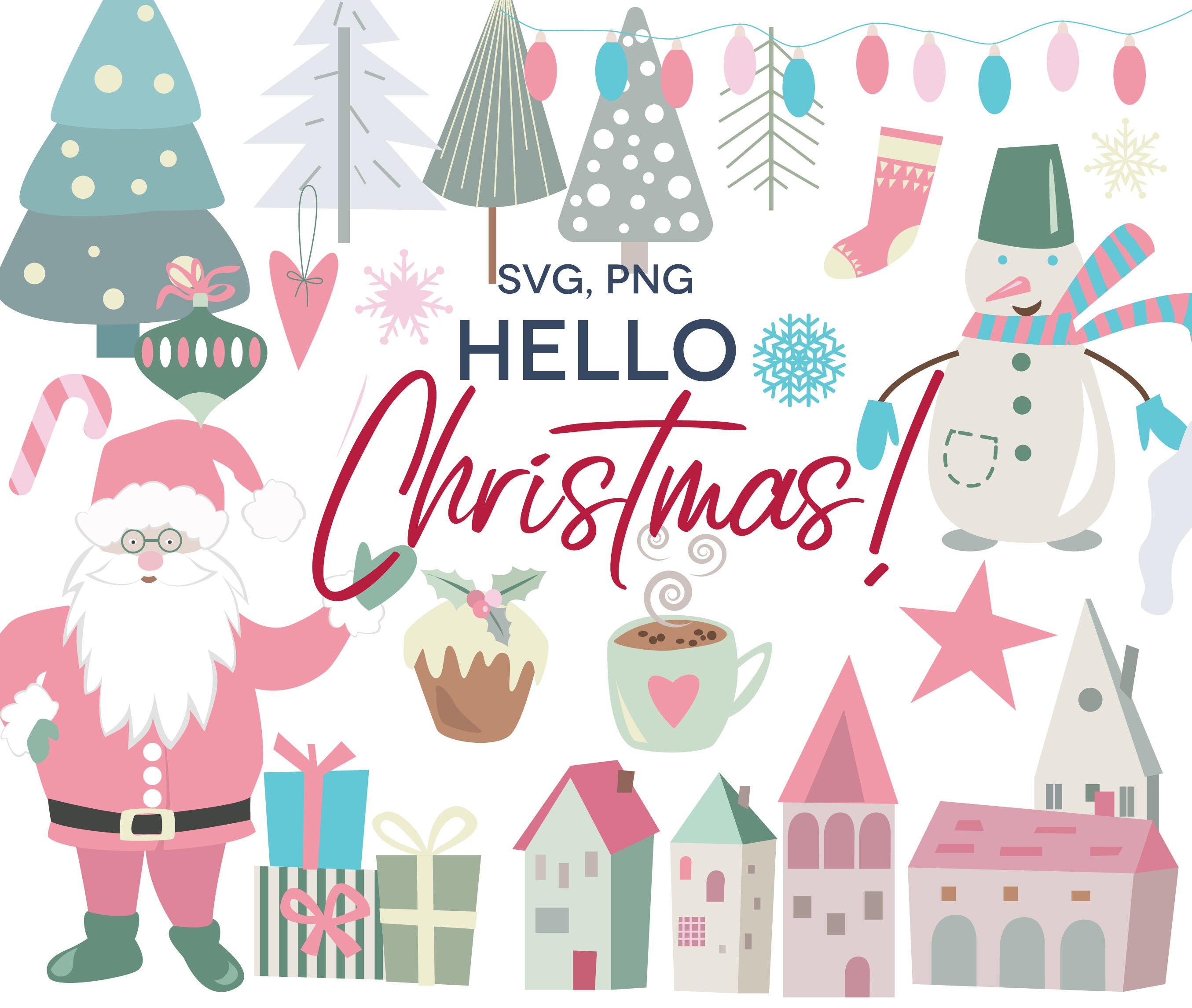 Rustic cute Christmas svg bundle clipart christmas tree svg | Etsy