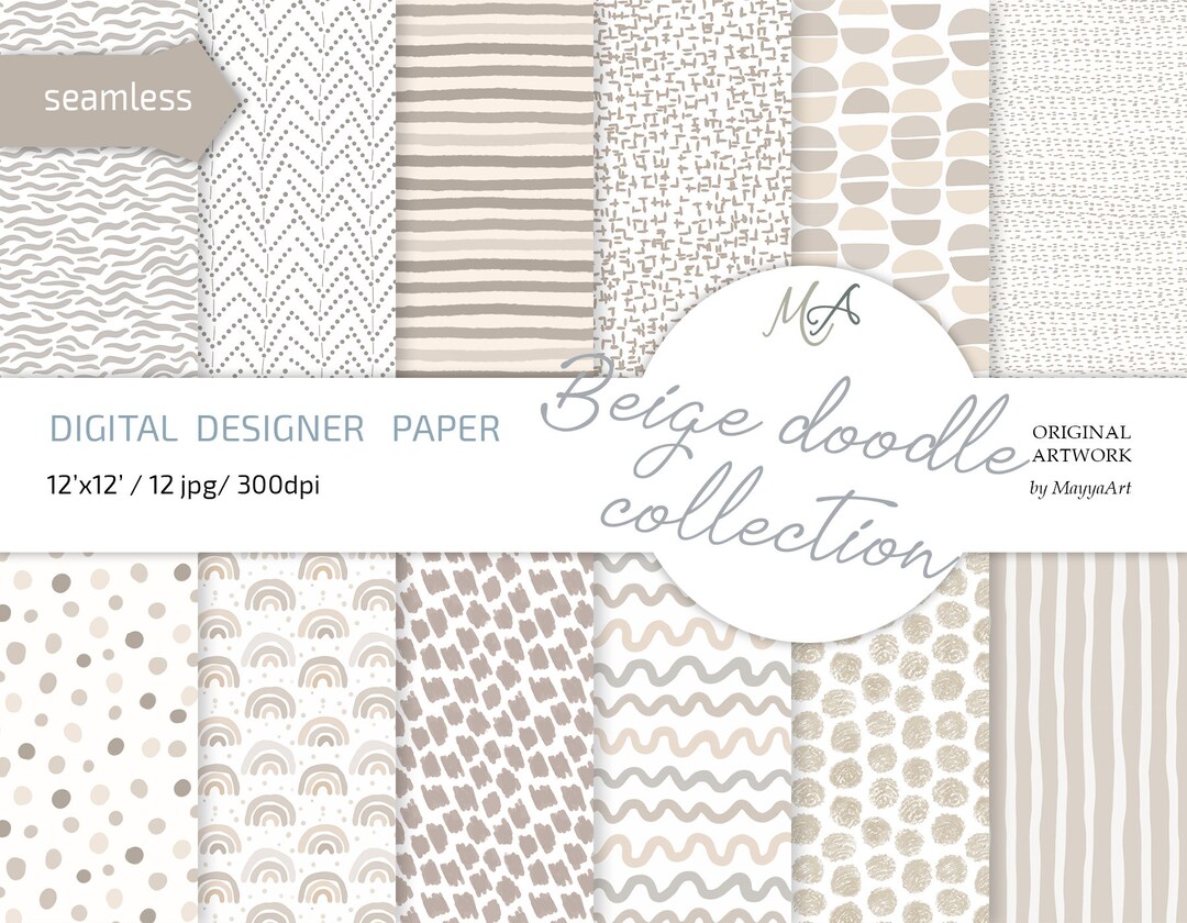 Hand Drawn Pattern on Simple Digital Paper, Blush Digital Paper, Scandi ...