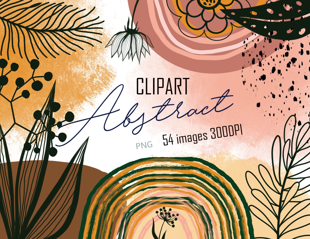 Watercolor Abstract Shapes Clipart, Line Art, Transparent Png, Splashes ...