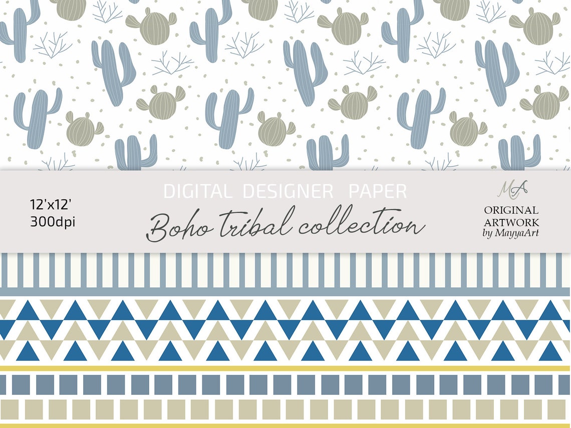 Tribal Digital Paper Aztec Digital Paper Boho Patterns With | Etsy