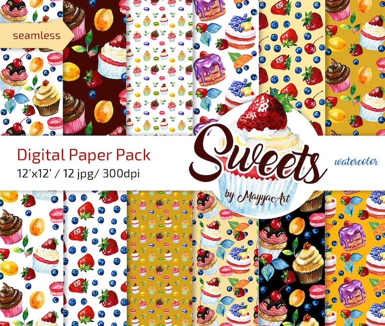 Cake Paper Pack Watercolor, Cake Paper Pack With Sweets Background for ...