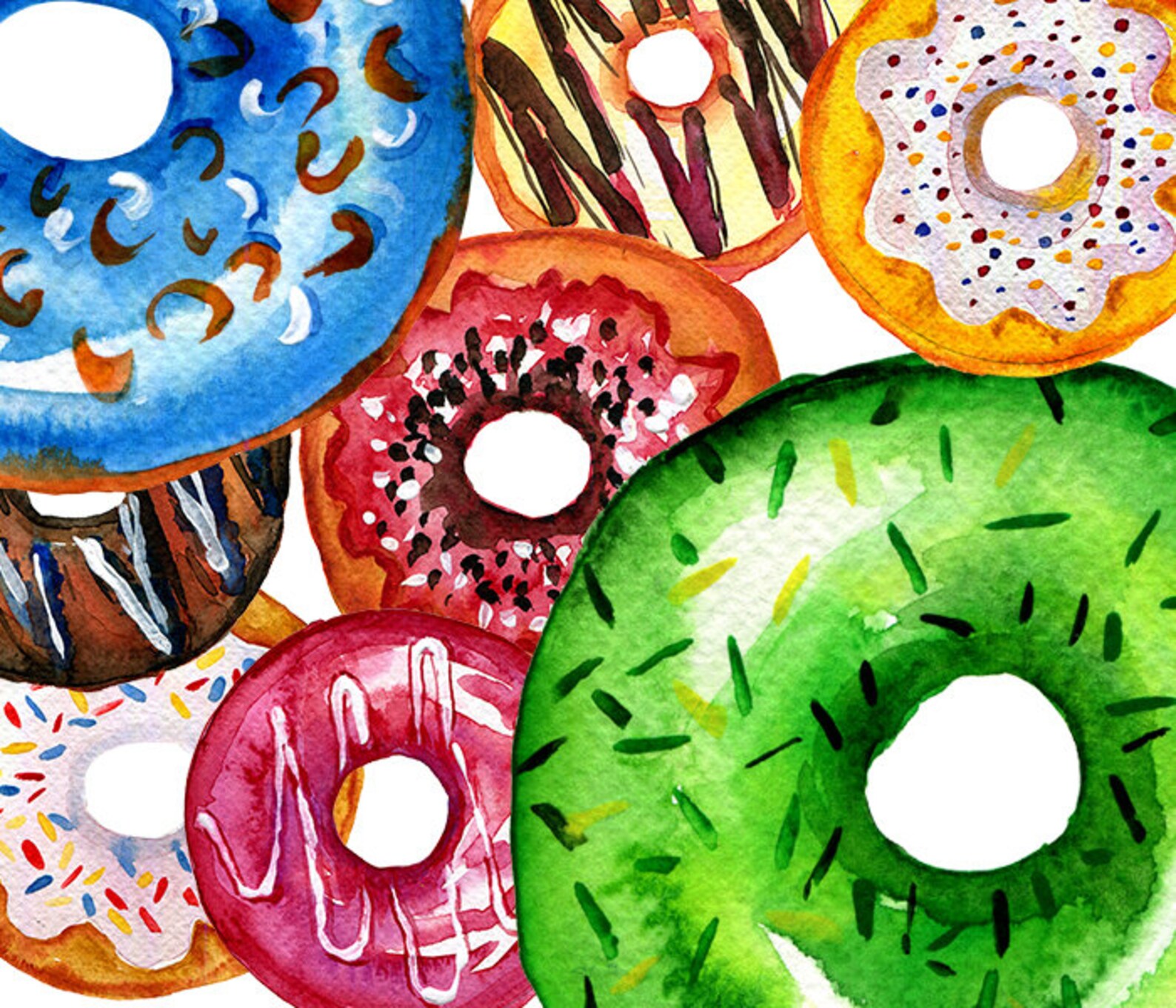 Watercolor Donuts Clipart Sprinkle Donuts Doughnuts Clipart - Etsy