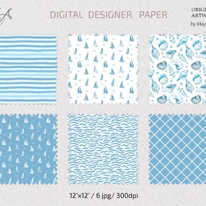 Scandi Navy Blue Digital Paper White and Blue Shabby Chic Blue ...