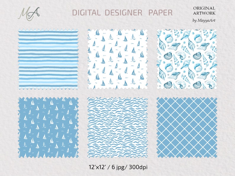 Scandi Navy Blue Digital Paper White and Blue Shabby Chic Blue ...