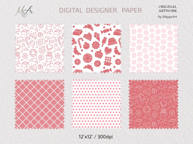 Happy Baking Digital Paper 12x12 Digital Paper in Pink and Purple ...