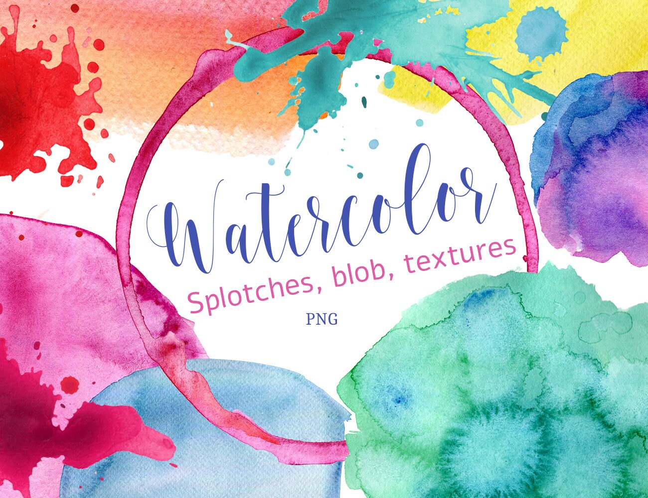 Watercolor Palette, Hand Painted Watercolor Shapes and Blobs, Splotches ...