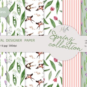Spring Digital Paper With Watercolor Texture, Farmhouse Spring and ...