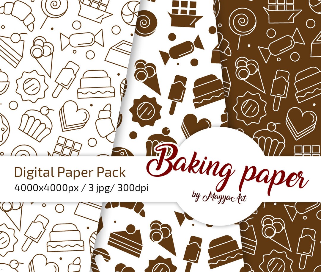 Bakery Desserts Digital Paper Pack for Scrapbooking, Pastry Bakery ...