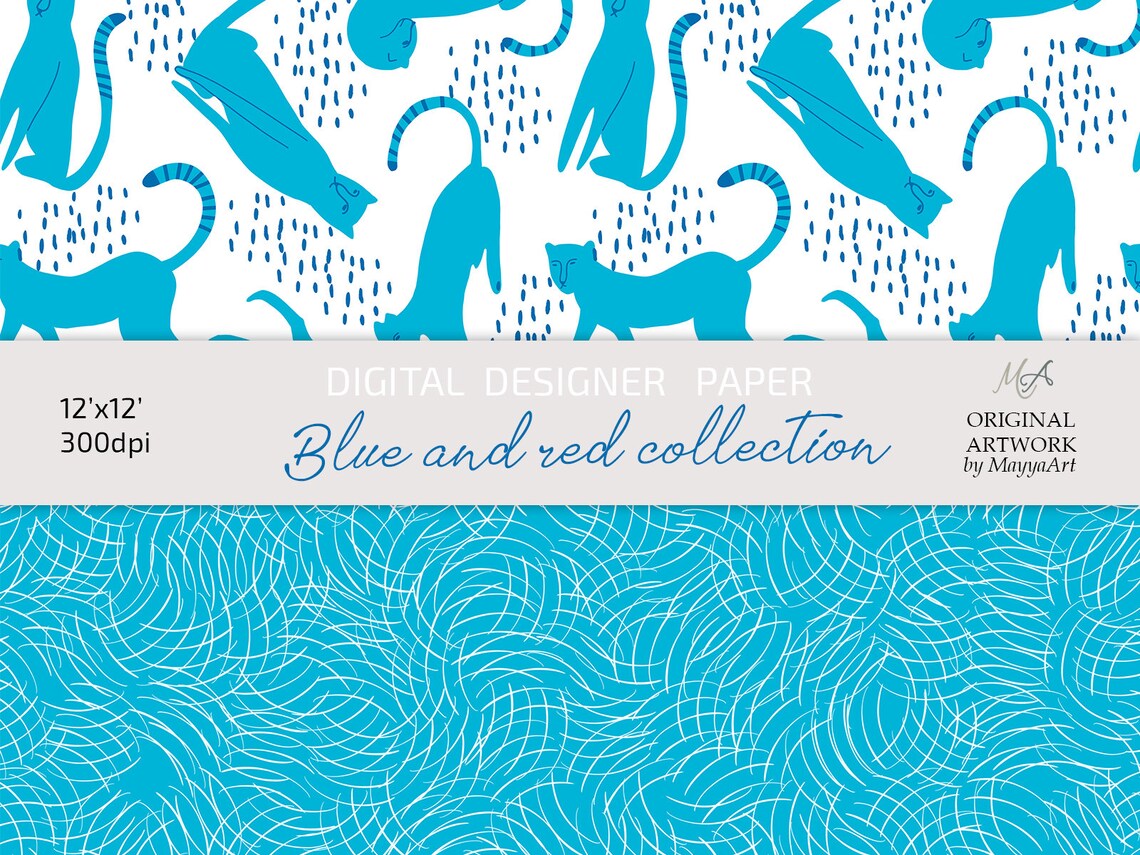 Red White and Blue Digital Paper Tropical Digital Paper | Etsy