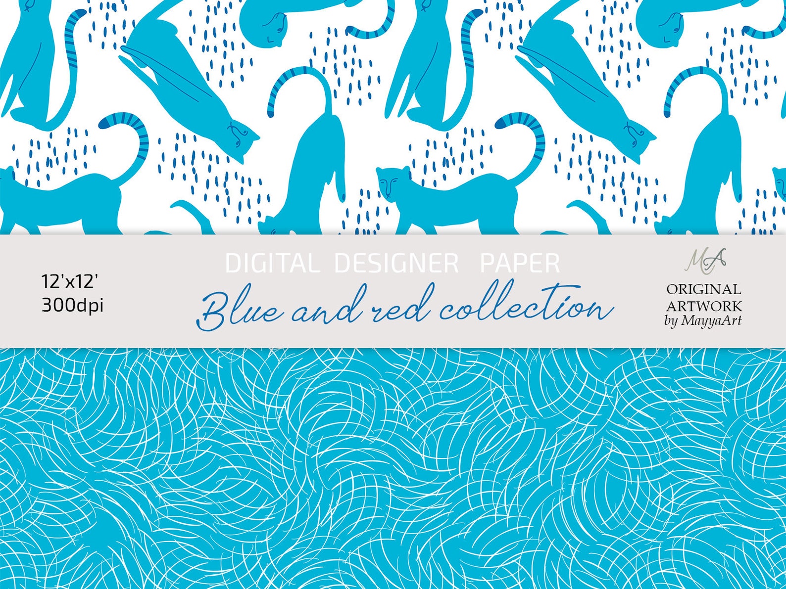 Red White and Blue Digital Paper Tropical Digital Paper | Etsy