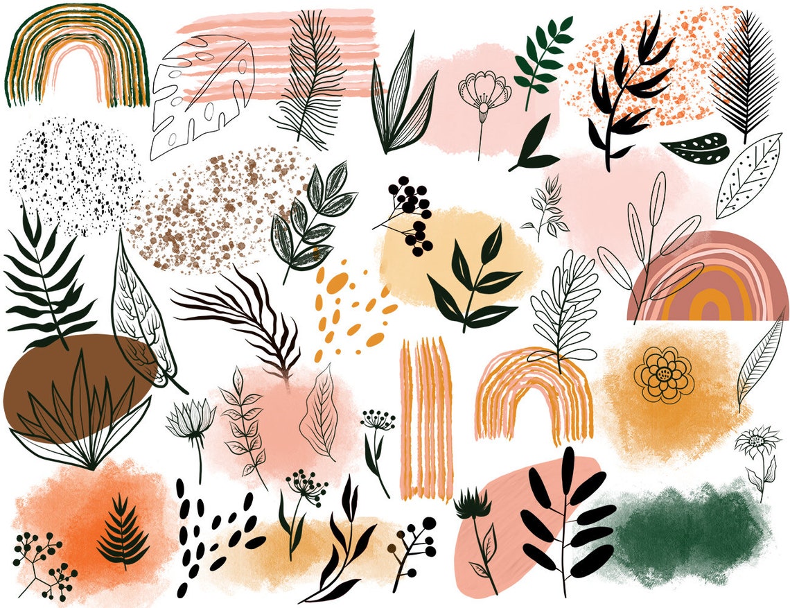 Watercolor Abstract Shapes Clipart, Line Art, Transparent Png, Splashes ...