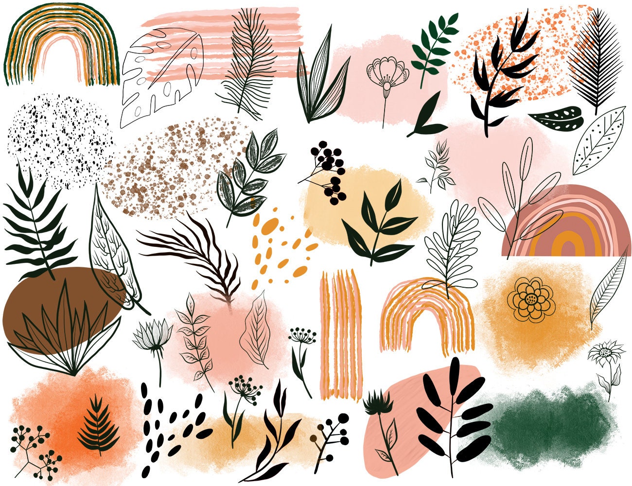 Watercolor Abstract Shapes Clipart, Line Art, Transparent Png, Splashes ...