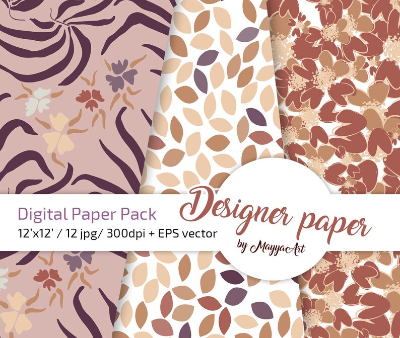 Boho Vector Digital Paper, Scrapbook Paper, Seamless Patterns, Digital ...