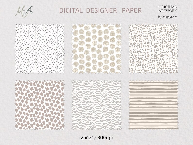 Hand Drawn Pattern on Simple Digital Paper, Blush Digital Paper, Scandi ...