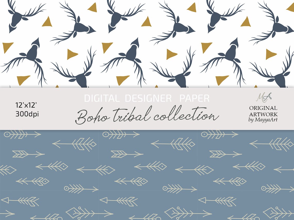 Tribal Digital Paper Aztec Digital Paper Boho Patterns With | Etsy