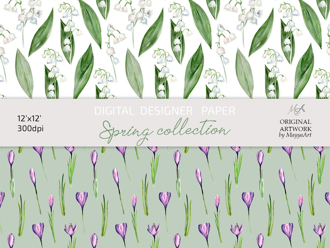 Spring Digital Paper With Watercolor Texture, Farmhouse Spring and ...