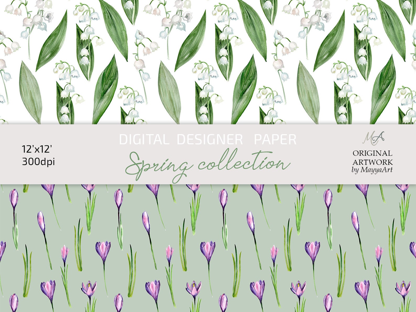 Spring Digital Paper With Watercolor Texture, Farmhouse Spring and ...