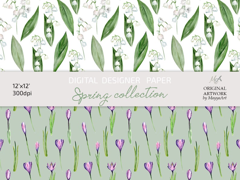 Spring Digital Paper With Watercolor Texture, Farmhouse Spring and ...