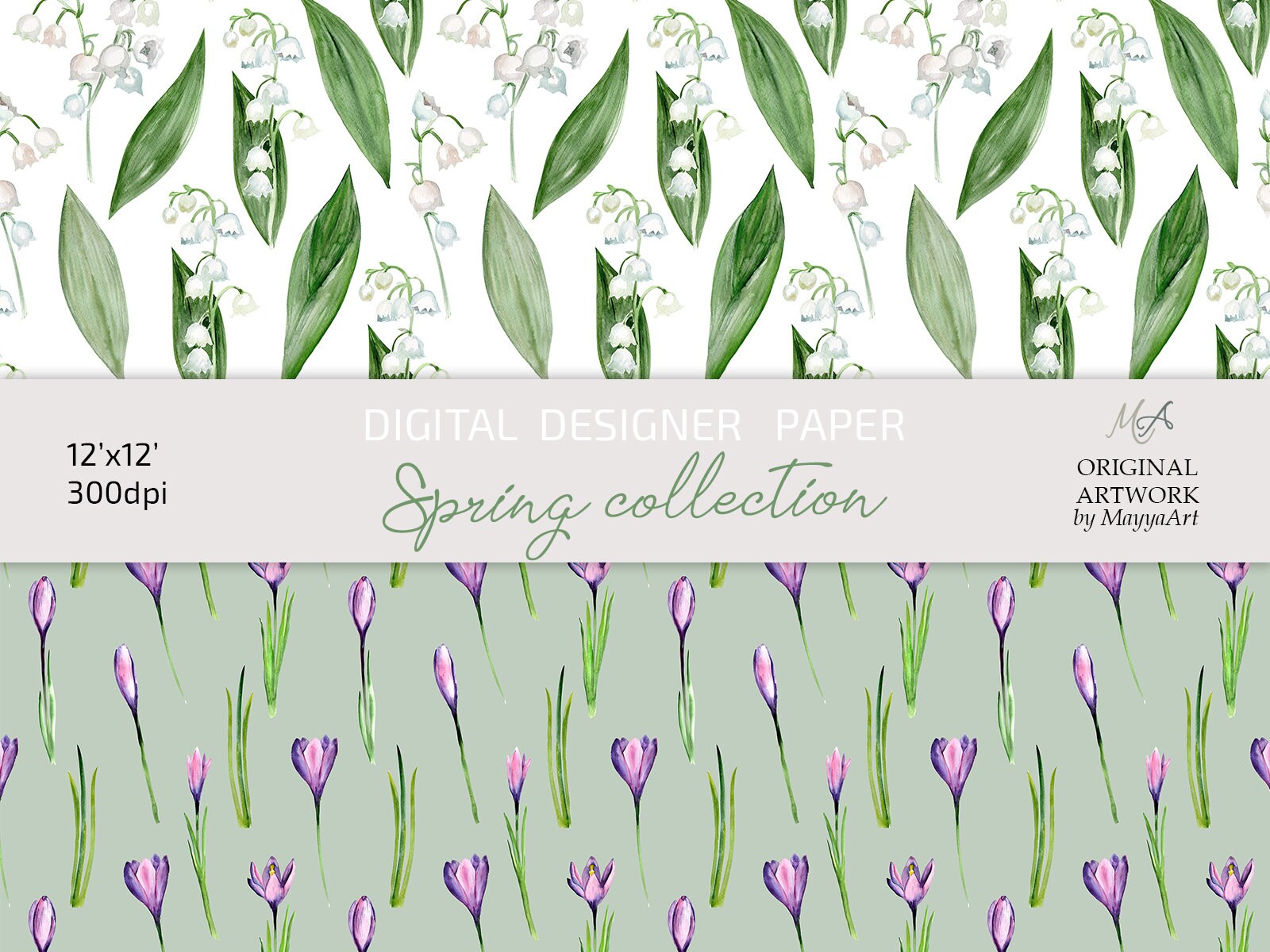 Spring Digital Paper With Watercolor Texture, Farmhouse Spring and ...