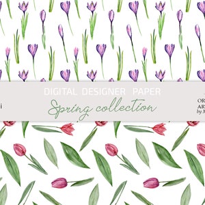 Spring Digital Paper With Watercolor Texture, Farmhouse Spring and ...